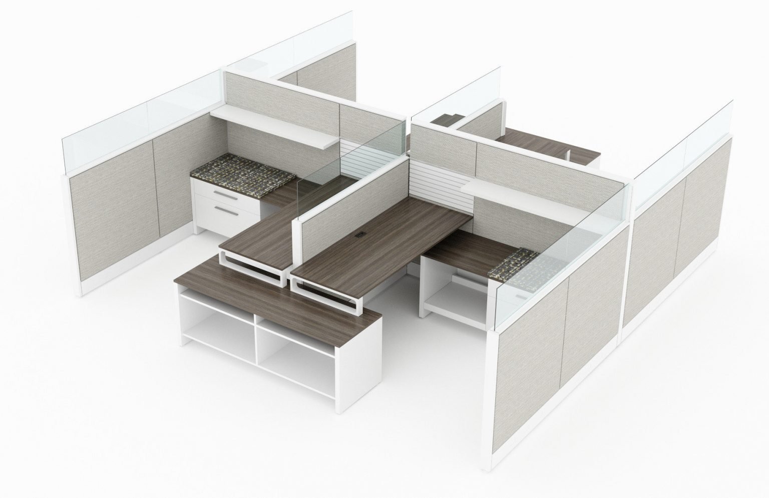 Compile 4-Pack 48" H Office Cubicle System with Cabinet Storage 6X6 ...