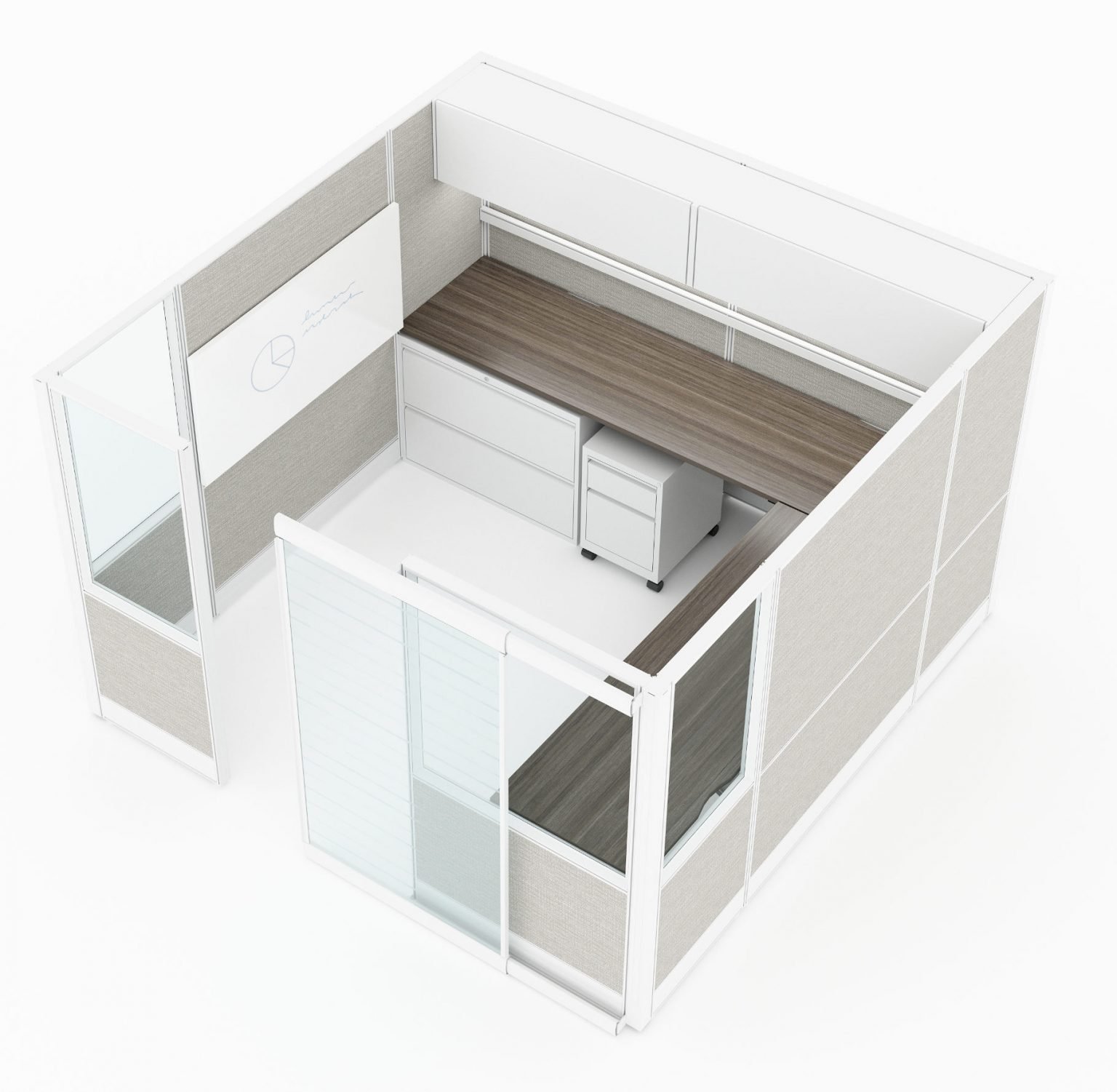 Compile Large 8X8 Single Cubicle with Glass Panels, Sliding Door ...